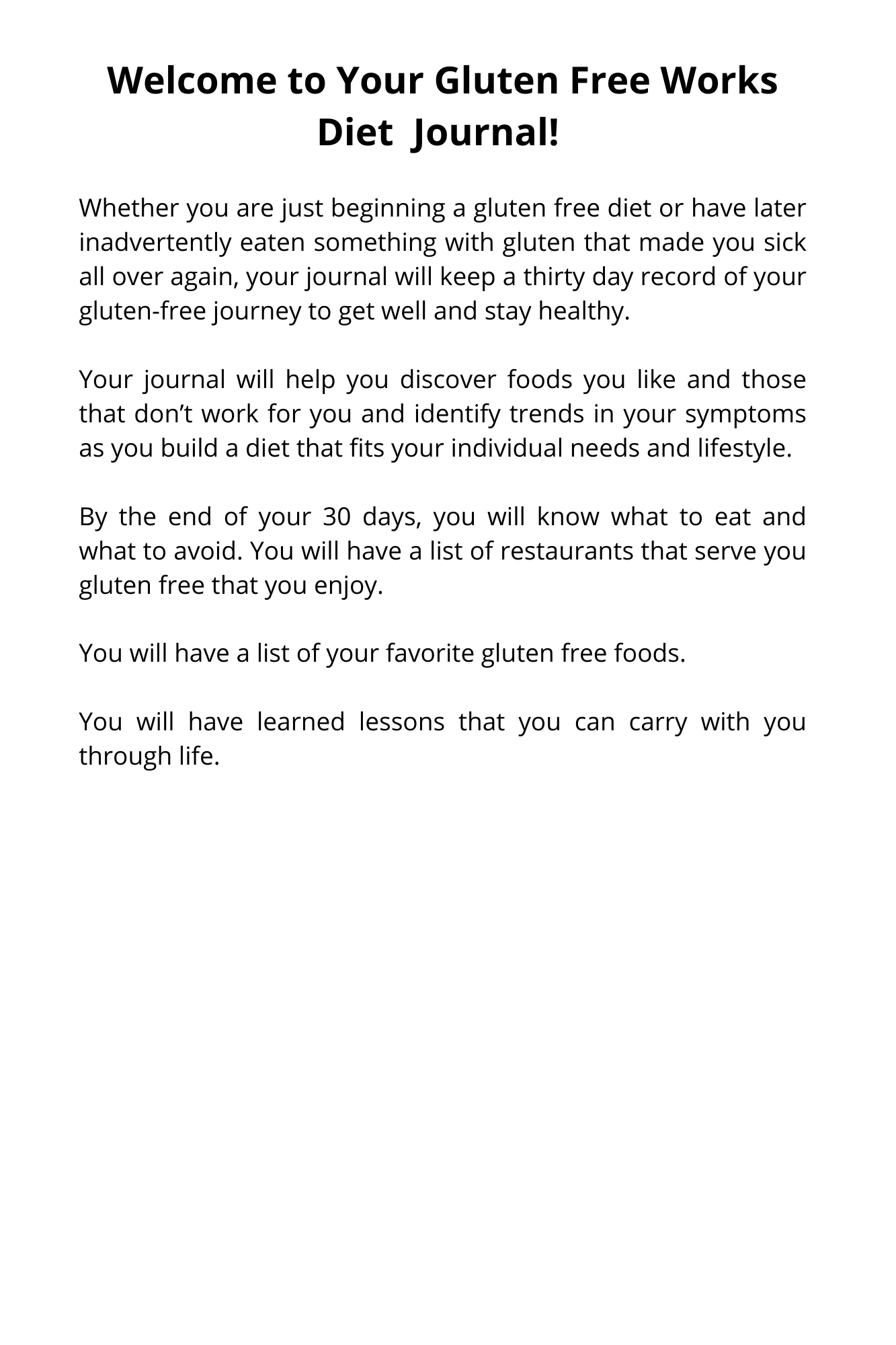 Gluten Free Works Diet Journal: Black Edition | Gluten Free Works